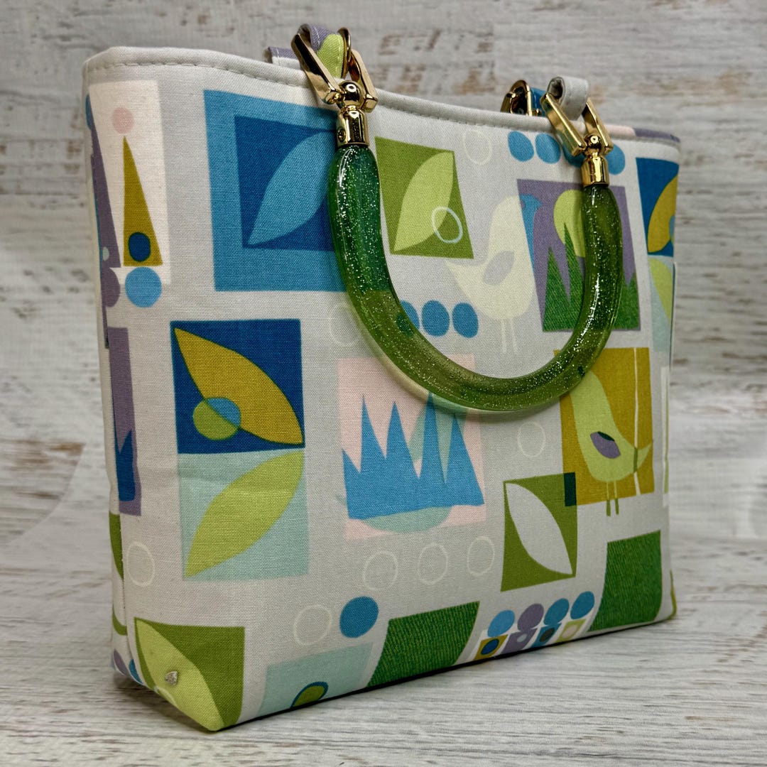Retro Partridge - SMALL Canvas Tote Bag With Bamboo Handles and ...