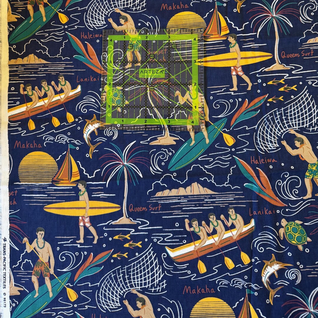 Hawaiian Fabrics - 30 - Hawaiian Islands - Hukilau - Aloha Print ...