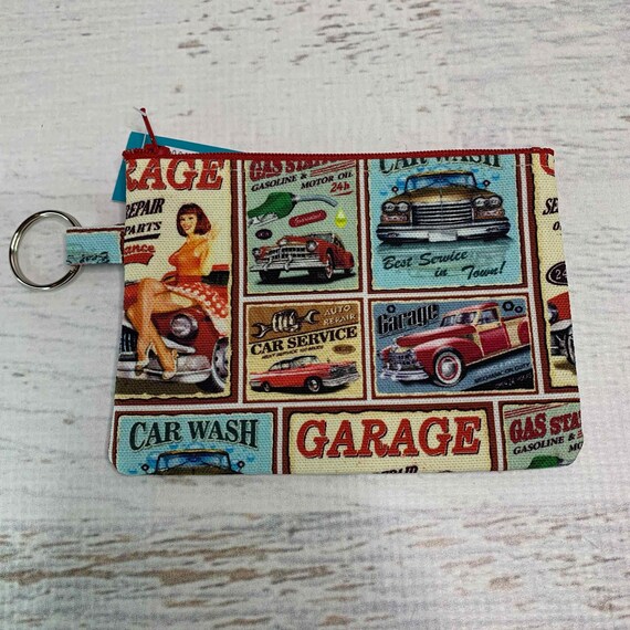 Vintage Hot Rod Garage Cotton Canvas Coin Purse Keychain - Etsy