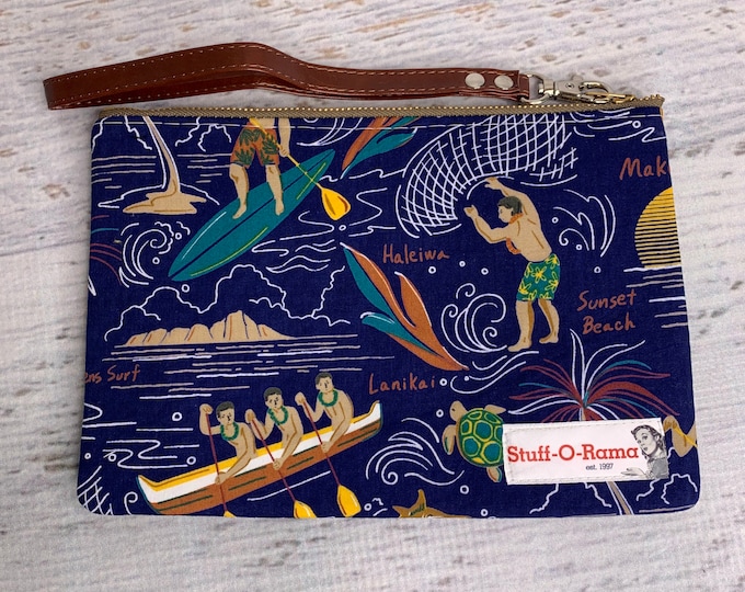 Hawaiian Tropical Outrigger Surfer Waterman Hawaiian Aloha Print Clutch ...