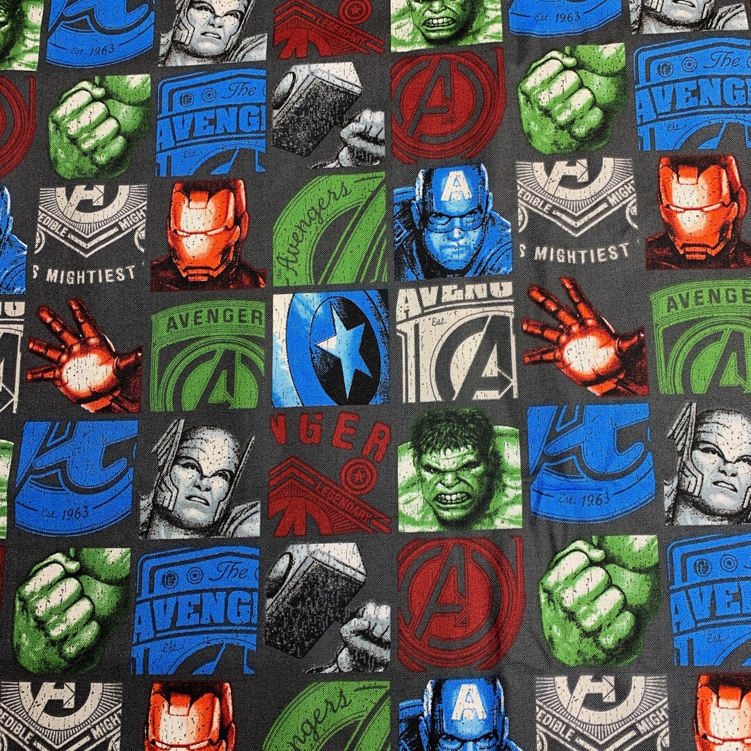 Marvel Avengers Tile Authentic Disney Licensed Fabric Quilting Cotton ...