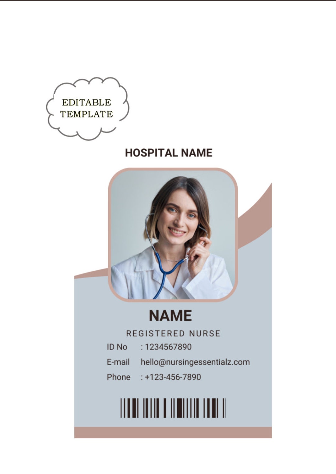 Editable Nursing Id Badge Template for Registered Nurses & Students - Etsy