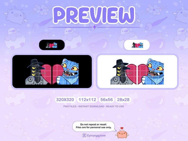 KPDH Tiger & Magpie Heart Duo Emotes for Twitch Discord | Cute Kpop ...