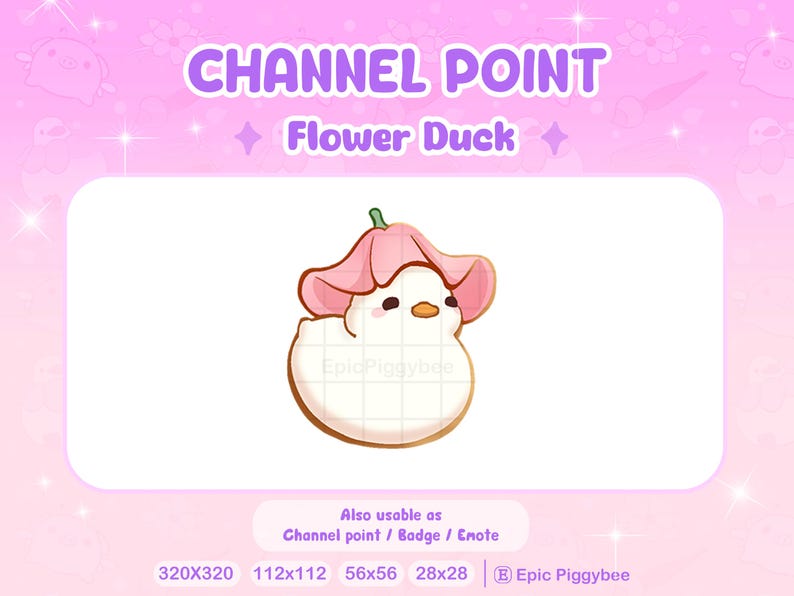 Flower Duck Channel Point for Discord Twitch Youtube | Cute Ducky Emote ...