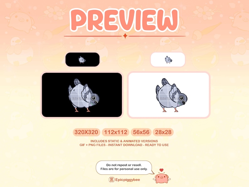 Pigeon Twerk Animated Emote for Twitch Discord | Cute Kawaii Bird Booty ...