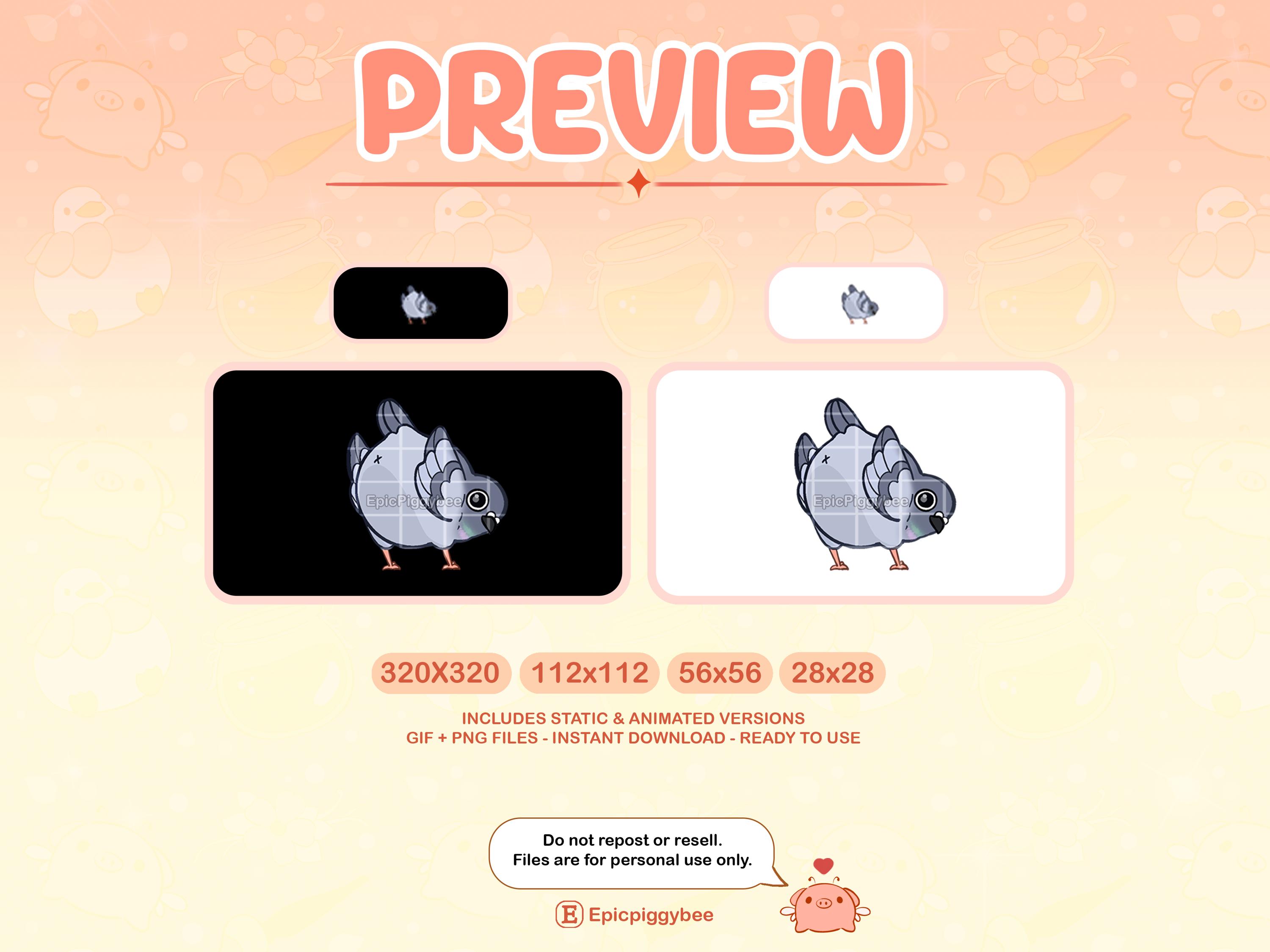 Pigeon Twerk Animated Emote for Twitch Discord | Cute Kawaii Bird Booty ...