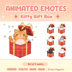 Surprise Kitty Gift Box Animated Emotes for Twitch Discord Youtube ...
