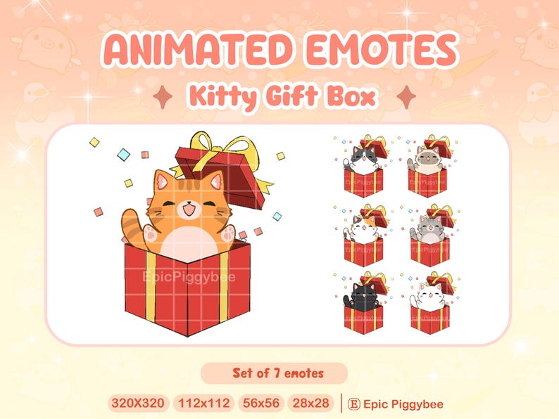 Cat Gift Box Animated Emotes for Twitch Discord Youtube | Holiday ...
