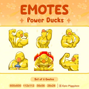 Muscular Power Duck Emotes for Twitch, Discord Muscle Buff Strong ...
