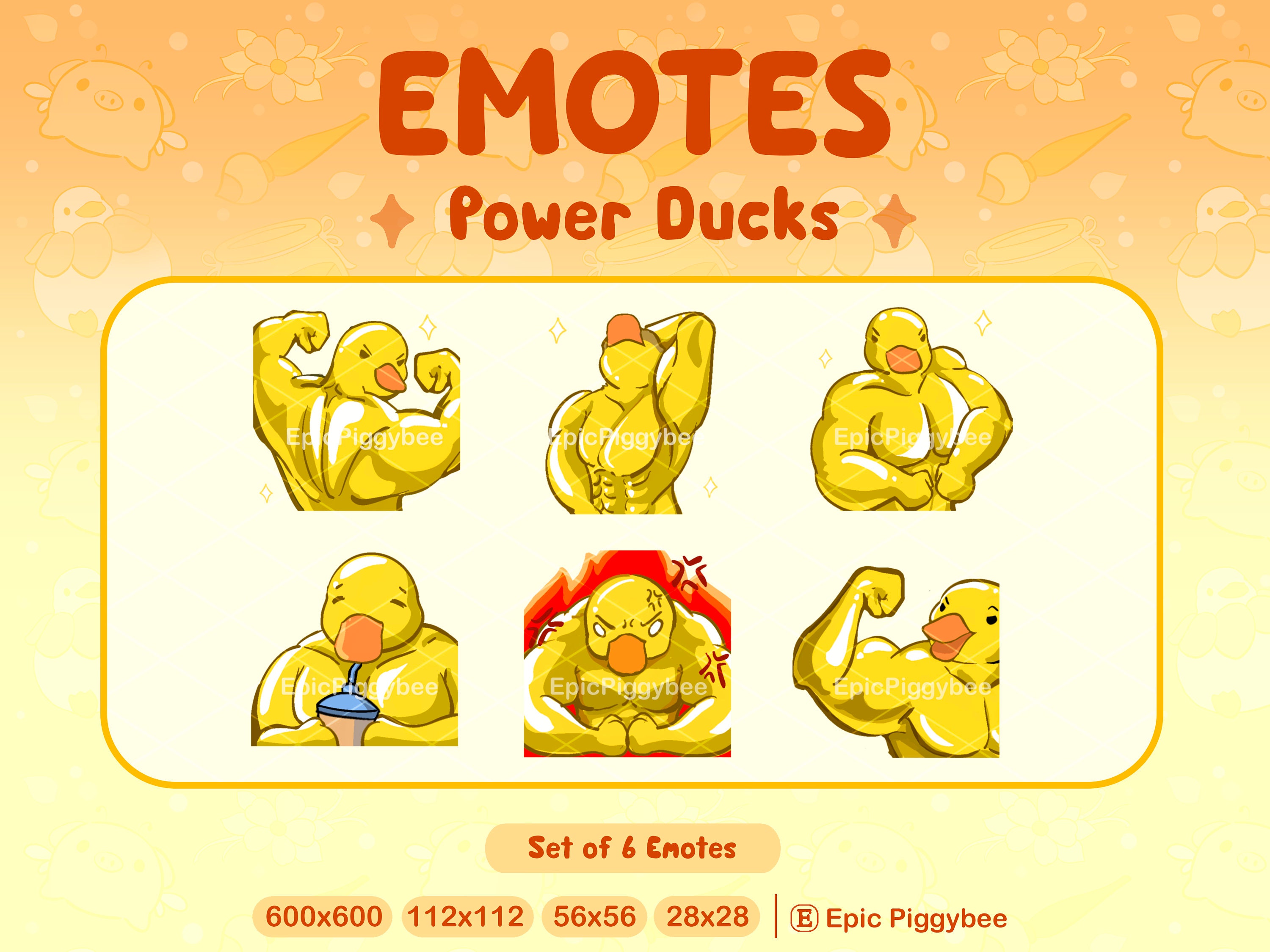 Muscular Power Duck Emotes for Twitch, Discord Muscle Buff Strong ...