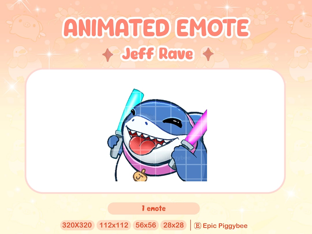 Jeff the Shark Rave Animated Emote for Twitch Discord Jeff Emote Cute ...