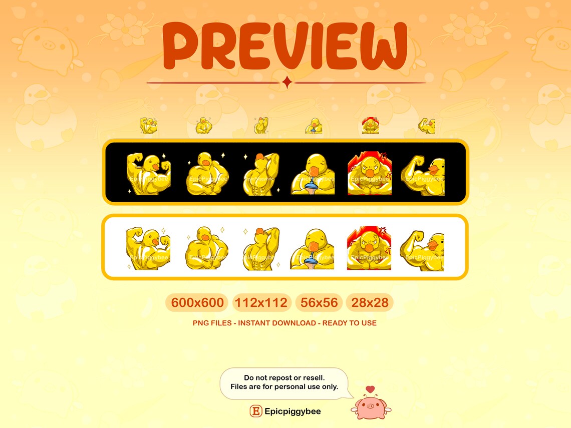 Muscular Power Duck Emotes for Twitch, Discord | Muscle Buff Strong ...