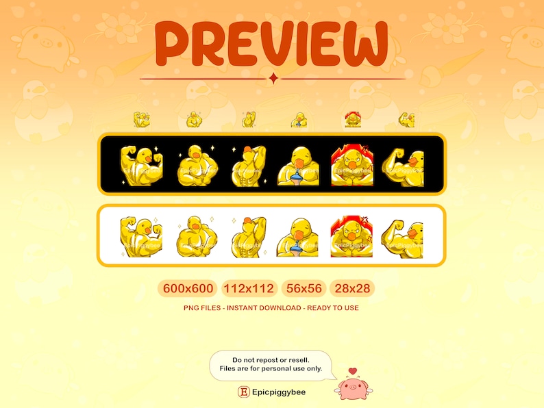 Muscular Power Duck Emotes for Twitch, Discord Muscle Buff Strong ...