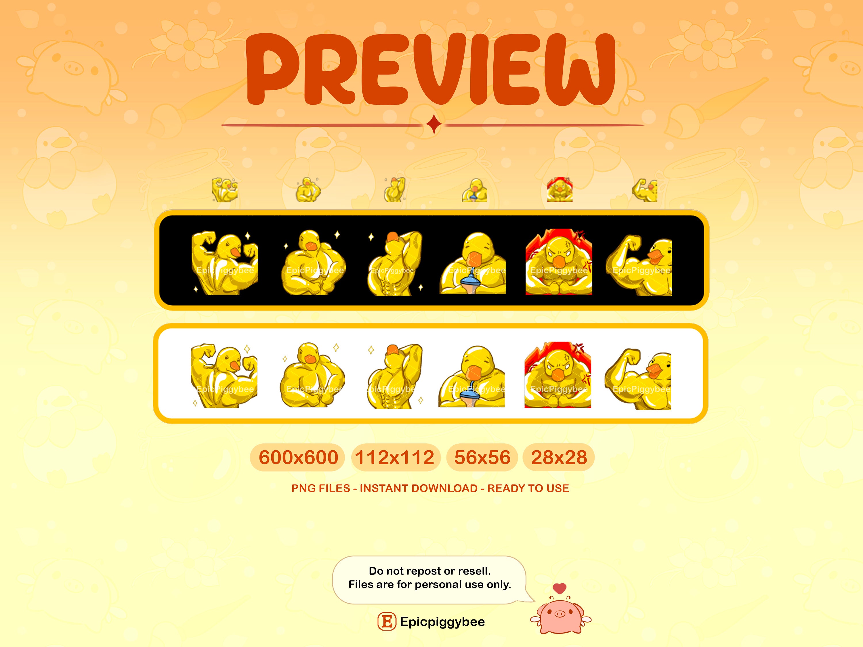 Muscular Power Duck Emotes for Twitch, Discord Muscle Buff Strong ...