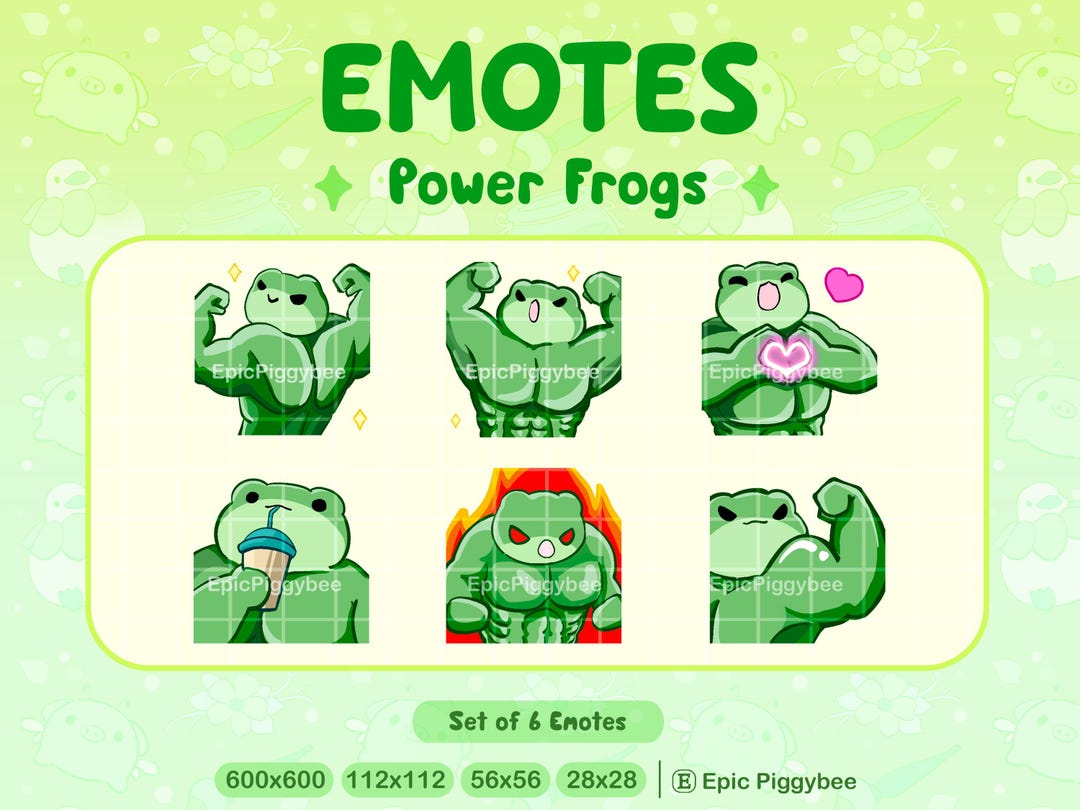 Muscular Power Frogs Emotes for Twitch, Discord | Muscle Buff Strong ...