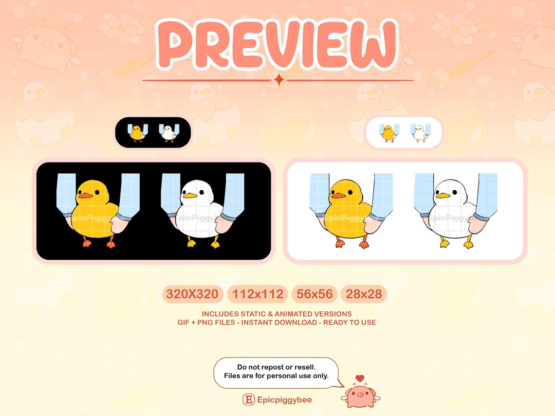 Lift Duck Animated Emote for Twitch Discord Youtube | Cute Kawaii ...