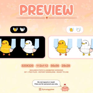 Lift Duck Animated Emote for Twitch Discord Youtube | Cute Kawaii ...