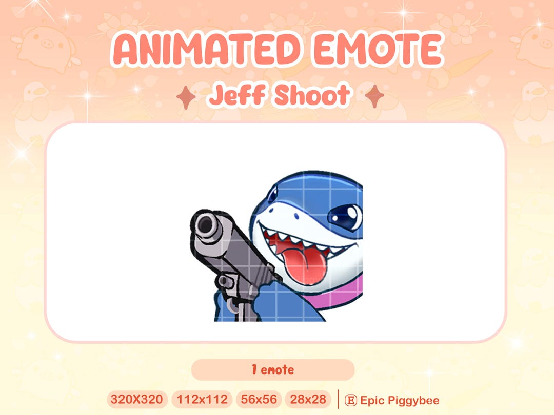 Jeff the Shark Shoot Animated Emote for Twitch Discord | Jeff Emote ...