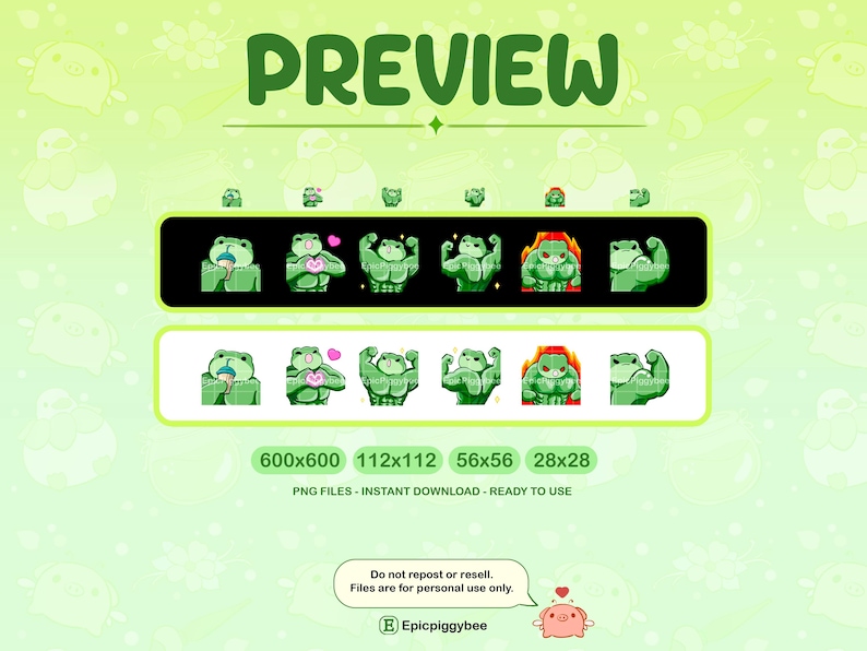 Muscular Power Frogs Emotes for Twitch, Discord | Muscle Buff Strong ...