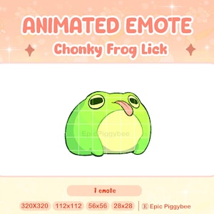 Chonky Frog Lick Animated Emote for Twitch Discord Youtube | Cute Licking Kawaii Green Frog ...