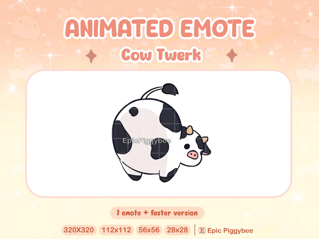 Cow Twerk Animated Emote for Twitch Discord | Cute Cow Milk Booty Shake ...