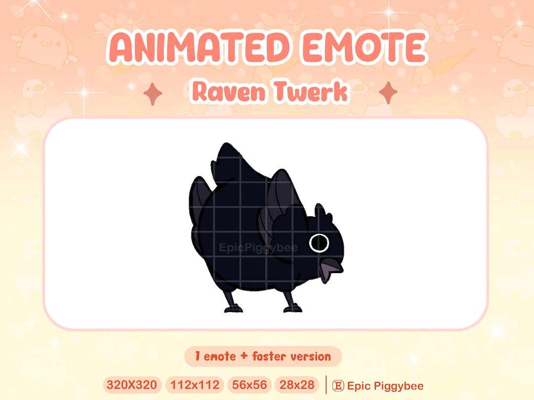 Raven Twerk Animated Emote for Twitch Discord | Cute Kawaii Crow Booty ...