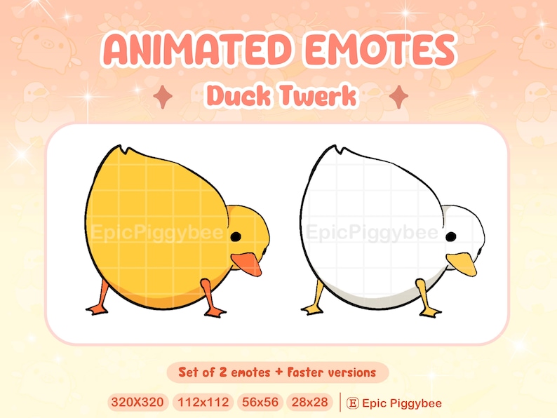 Duck Twerk Animated Emote for Twitch Discord | Cute White Duck Yellow ...