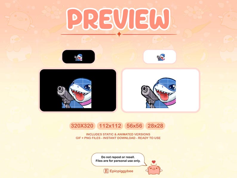 Jeff the Shark Shoot Animated Emote for Twitch Discord | Jeff Emote ...