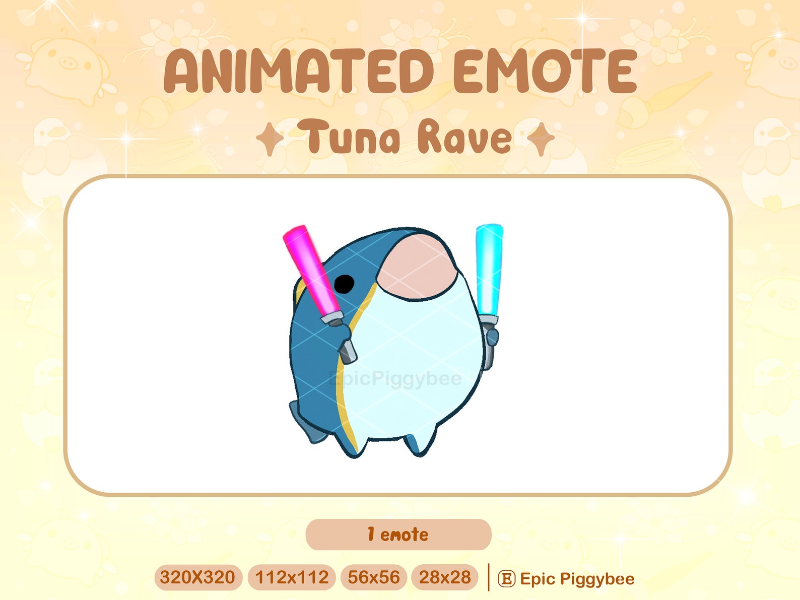 Tuna Rave Animated Emote for Twitch Discord Youtube Cute Fish Party ...