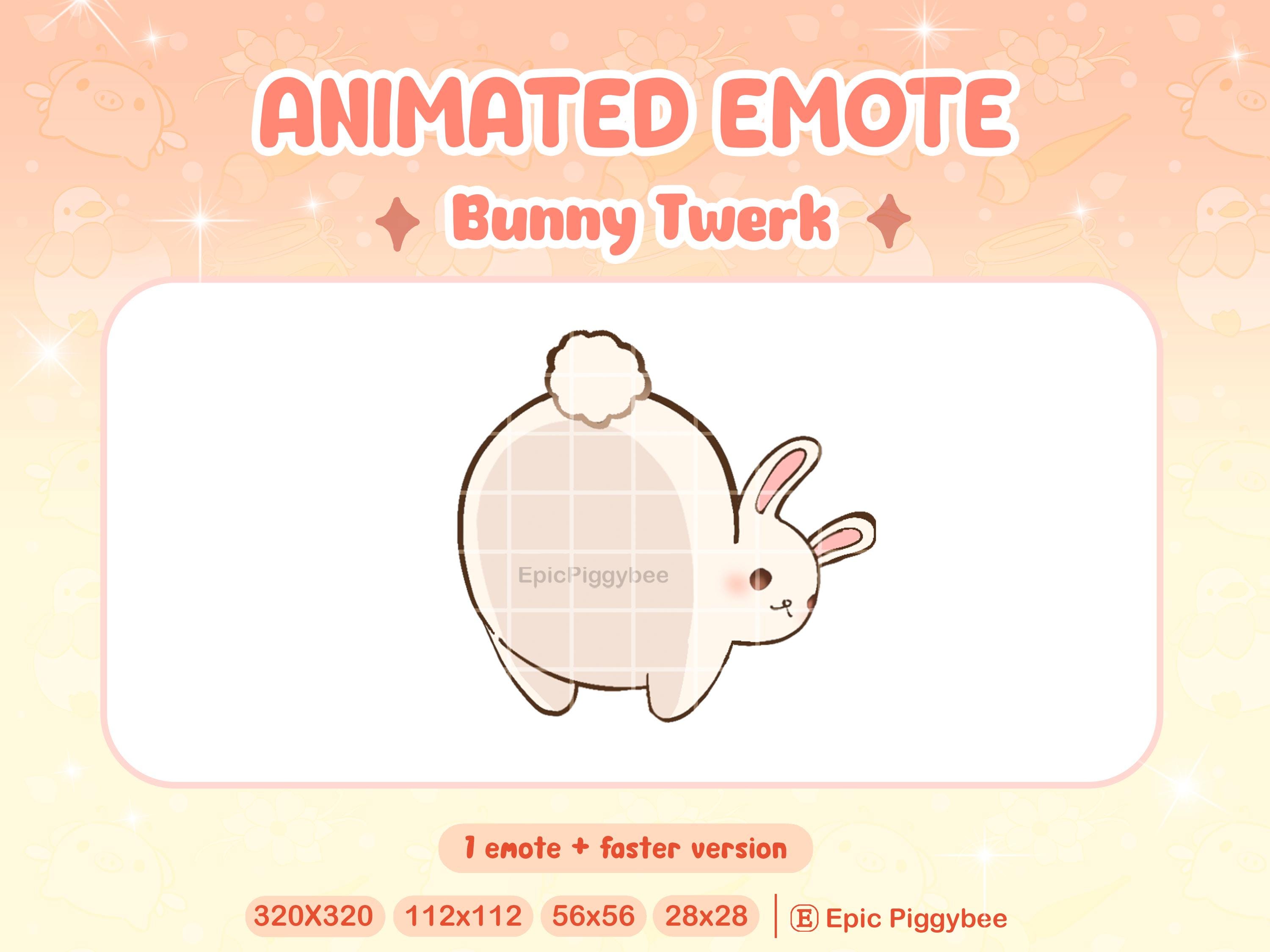 Bunny Twerk Animated Emote for Twitch Discord | Cute White Rabbit Booty ...