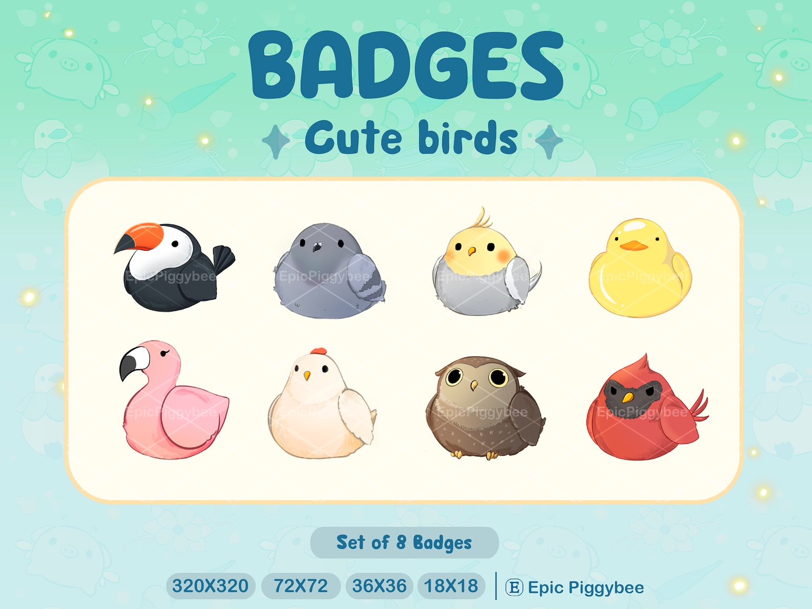 Cute Bird Badges for Twitch, Discord | Channel Point | Sub Badges | Bit ...