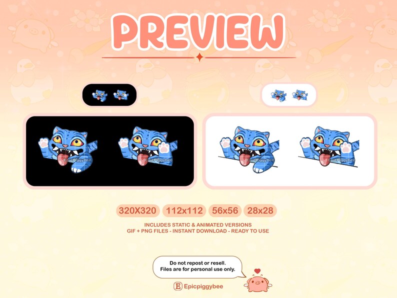 KPDH Derpy Tiger Bongo Animated Emote for Twitch Discord | Blue Ghost ...