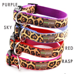 LEOPARD VELVET Personalized Engraved Buckle Dog Collar - Animal Print ...