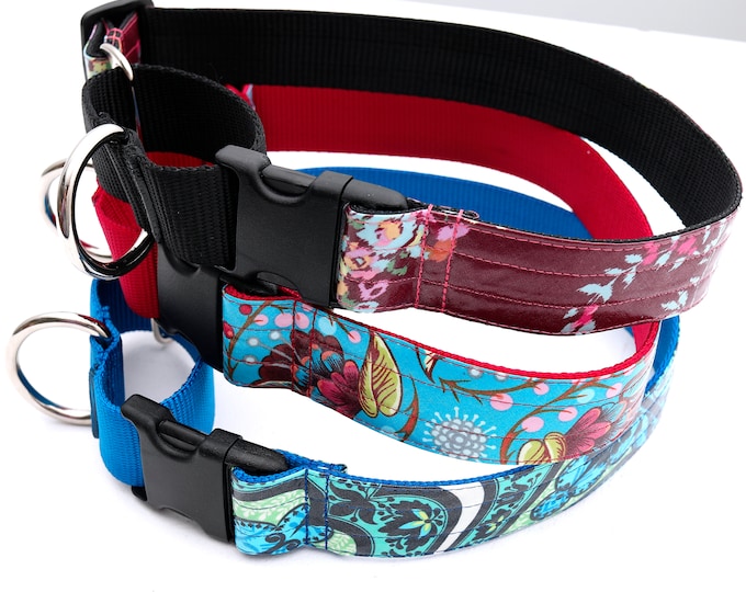 Extra Wide 1.5 Wide Dog Collars Organic Cotton Antique Brass or Antique ...