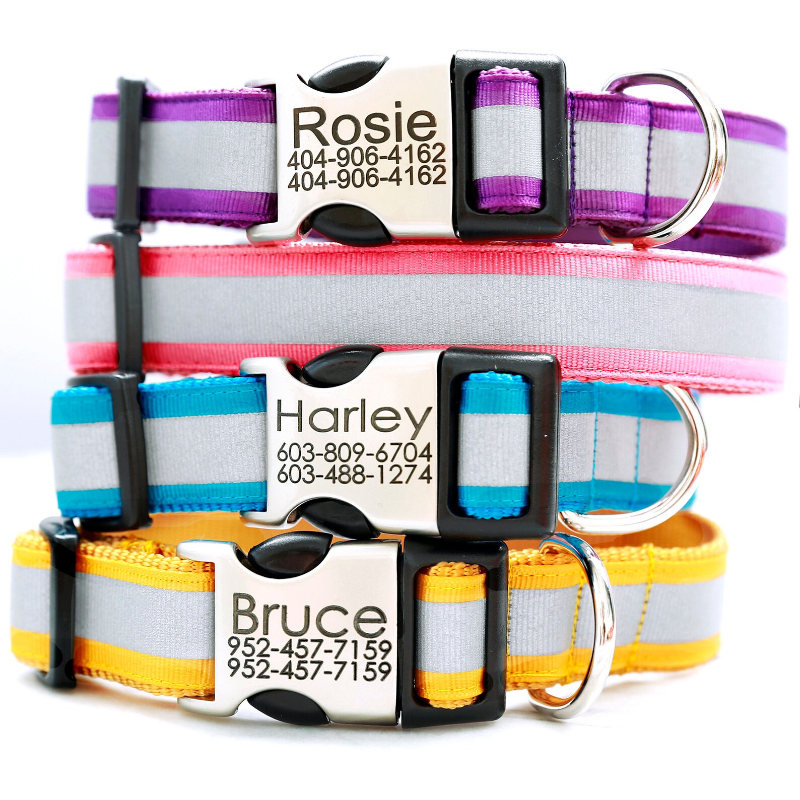 Personalized REFLECTIVE Dog Collar W Laser Engraved Buckle - Etsy