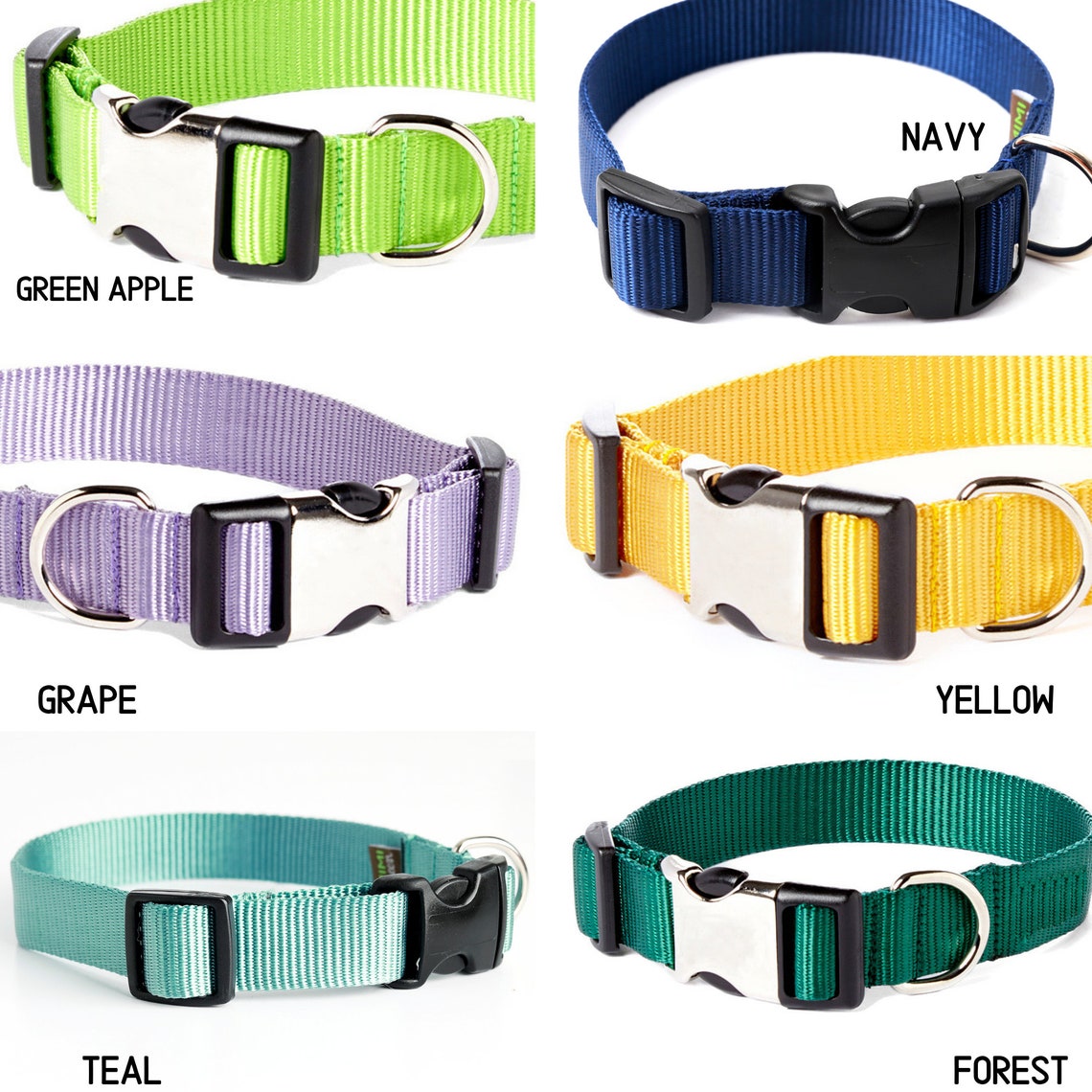 Colorful Nylon Dog Collar 27 Colors to Choose From No | Etsy