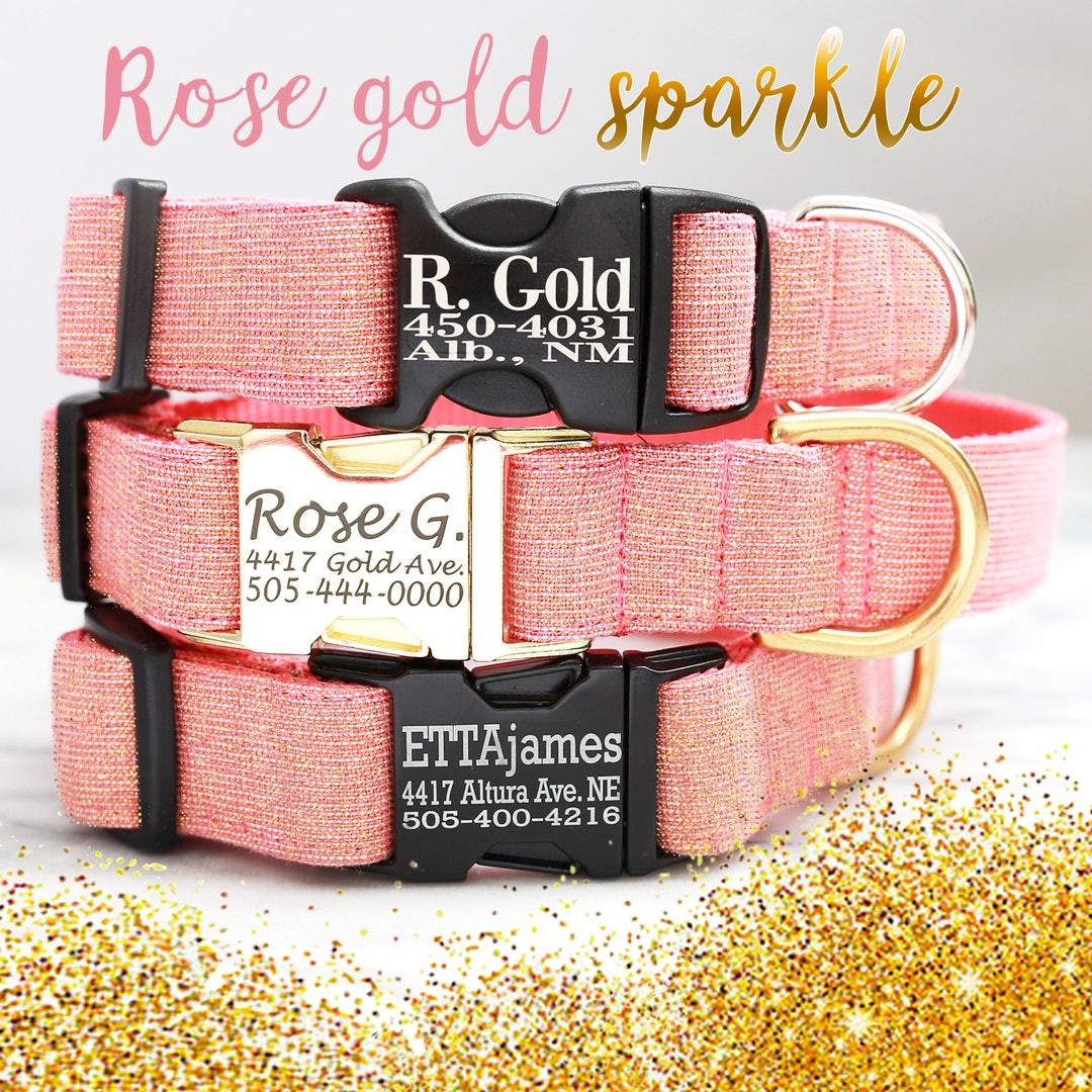 Rose Gold Dog Collar Personalized Dog Collar With Engraved - Etsy