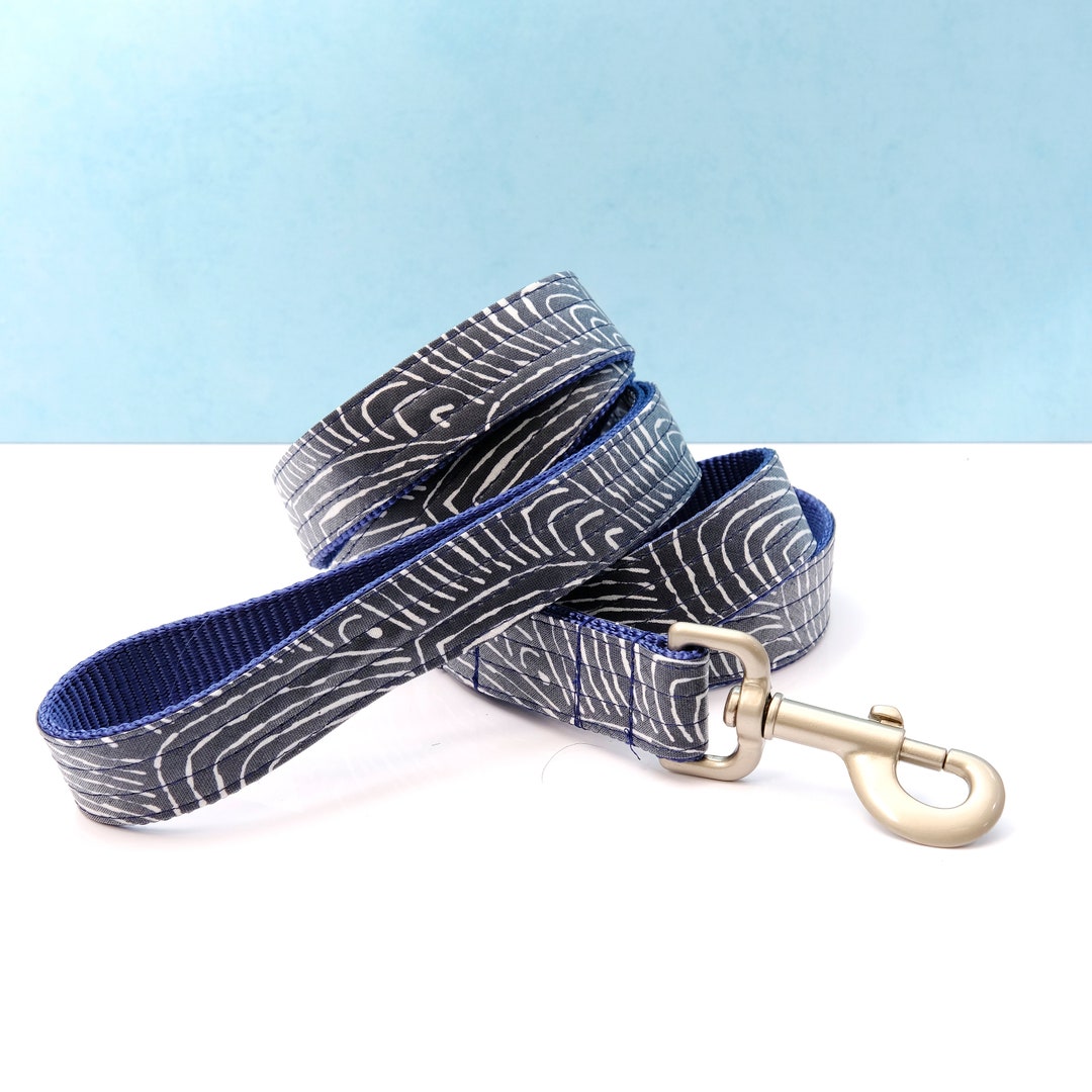 CAPRI Navy and White Lead - Laminated Cotton Dog Leash - 4', 5' or 6 ...