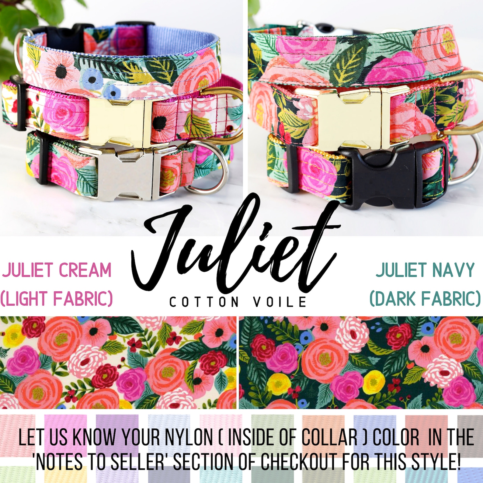 Rifle Paper Co Print Dog Collars - 9 Cute Floral Trendy Patterns- No ...