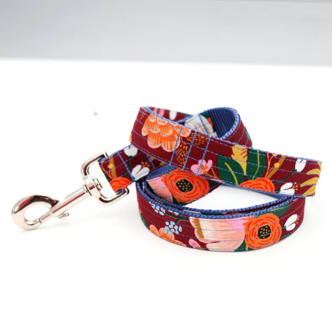 LIVELY WINE Floral Dog Leash - 4', 5' or 6' - Bold Poppy Botanical ...