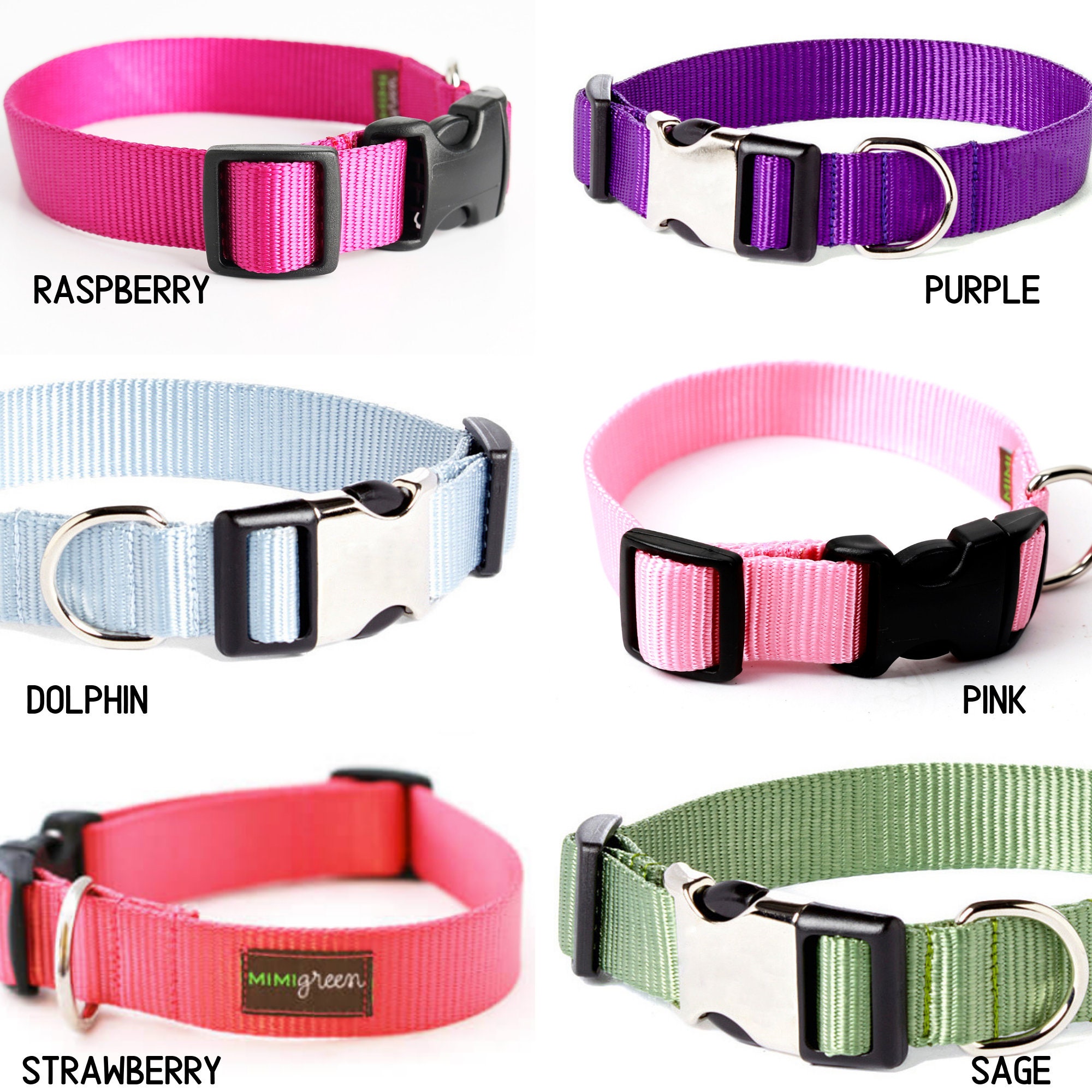 Colorful Nylon Dog Collar 27 Colors to Choose From No | Etsy