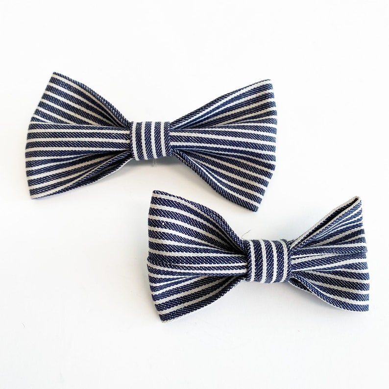 Railroad Denim Dog Collar BOWTIE | Solid & Striped | Collar Bow ...