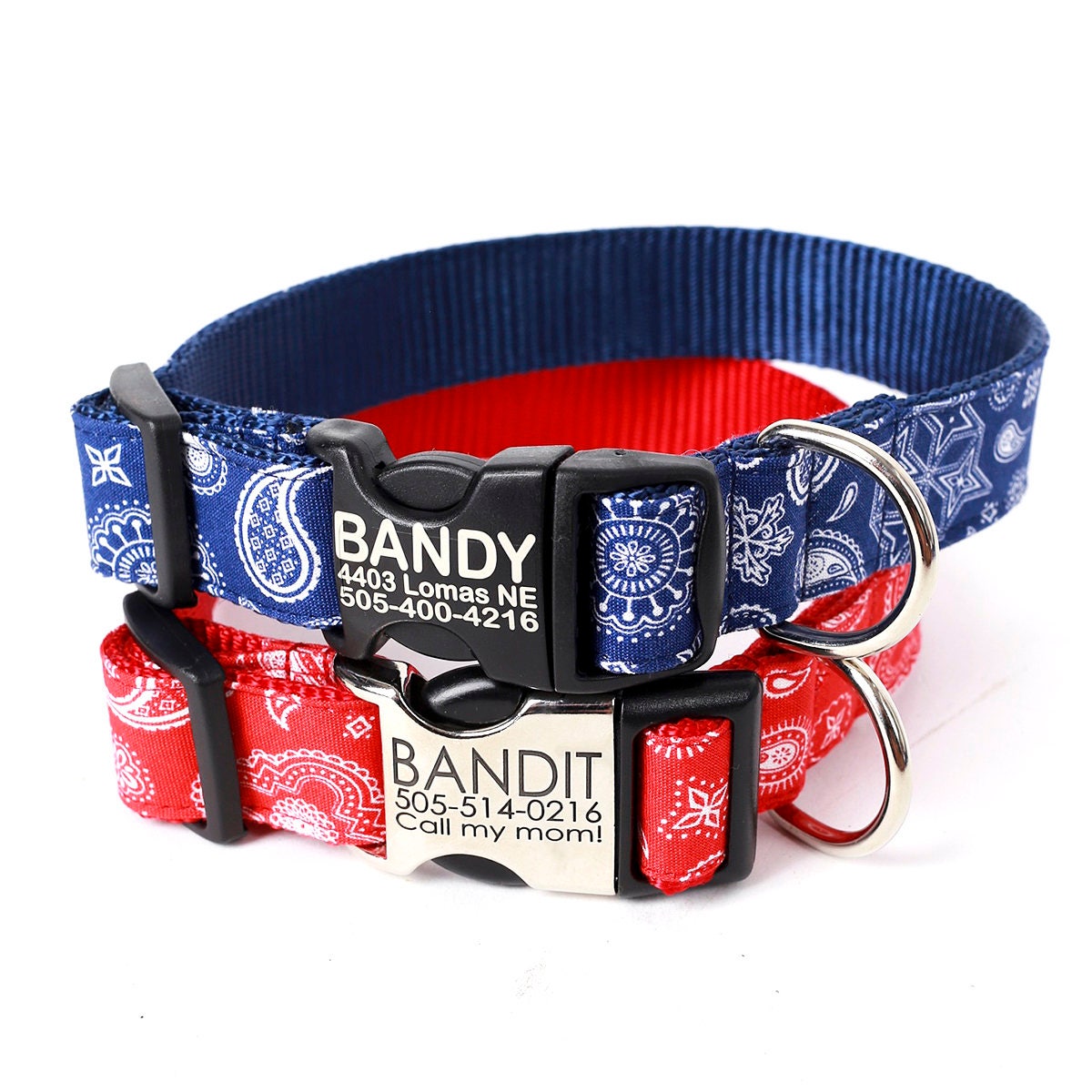 BANDIT Engraved Buckle Dog Collar Bandana Dog Collar | Etsy