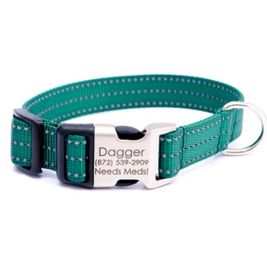 Personalized REFLECTIVE Dog Collar W Laser Engraved Buckle - 11 ...