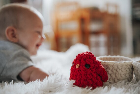 Stuffed Cardinal hatching toy bird toy soft plush farm animal sensory ...