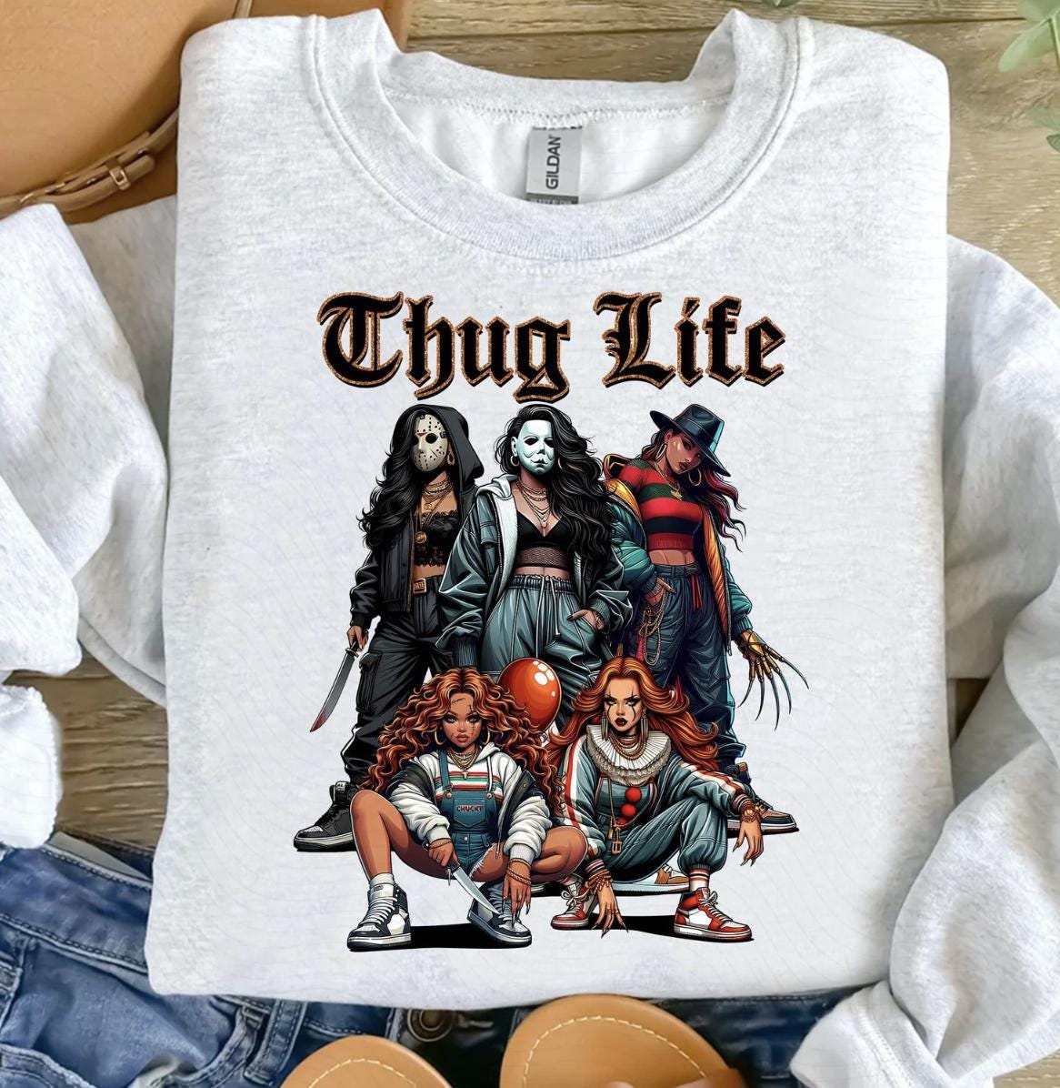 Thug Life Horror Friends Shirt/sweatshirt - Comfort Colors - Etsy