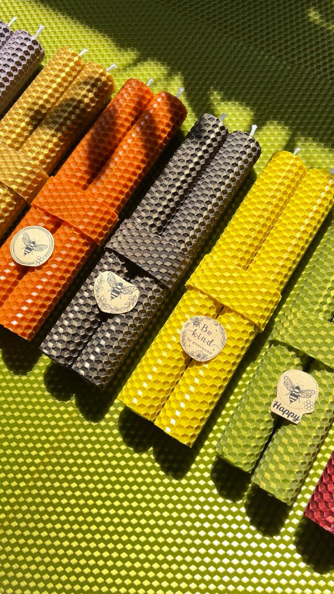 Handcrafted Beeswax Candles-set of 2, Natural Beeswax in Various Colors ...