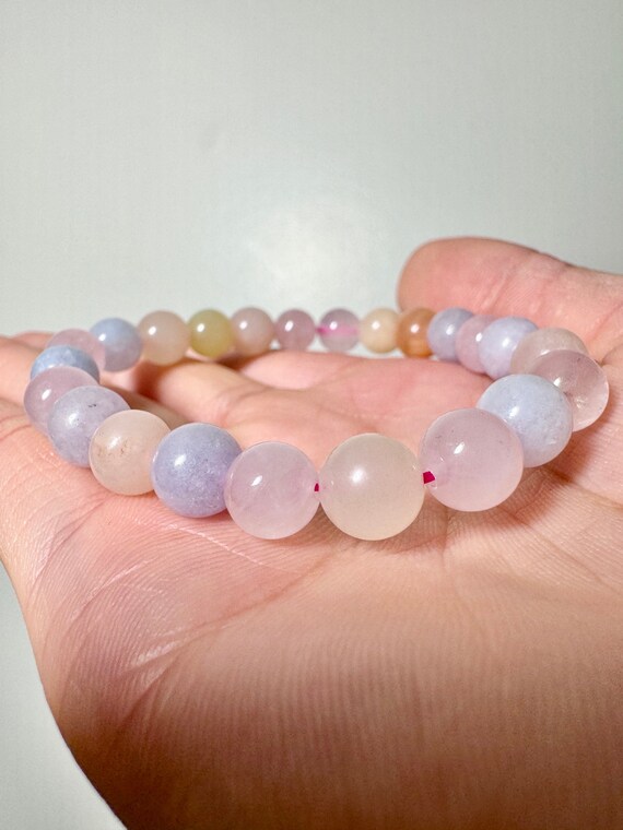 Morganite Bracelet 8mm Beads Natural Crystal Bracelet Jewelry Etsy