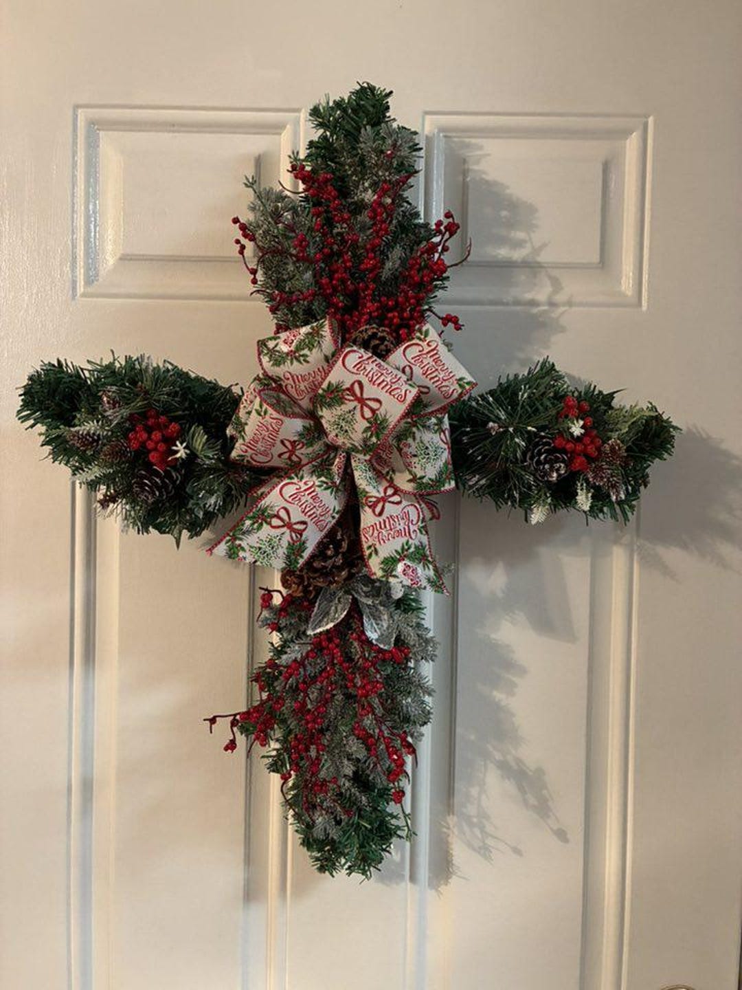 Christmas Cross Wreath, Evergreen Wreath - Etsy