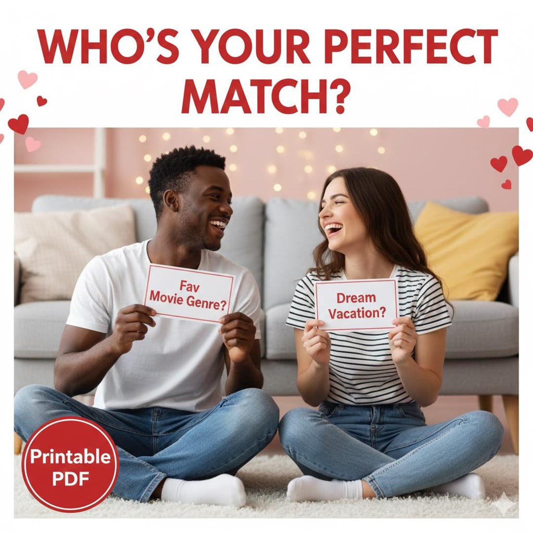 Valentine's Day Couple's Quiz Game, Flirty Relationship Test (PDF ...